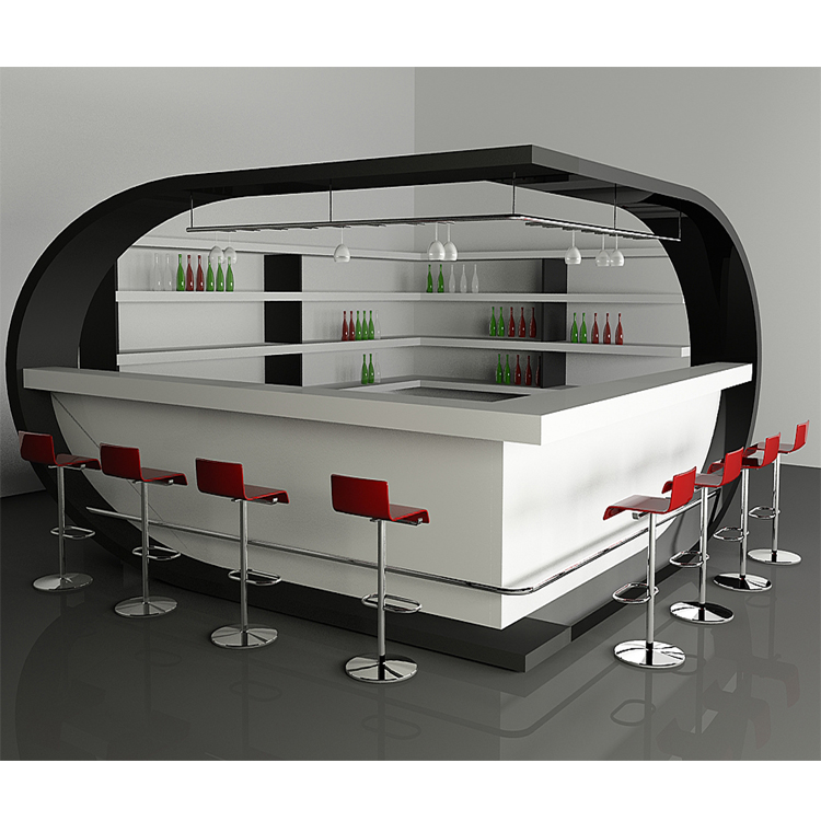 U Shaped Glossy Polished Salad Bar Counter Design-Onebest Furniture
