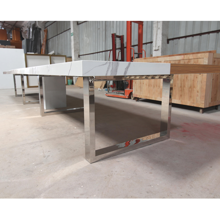 High End Quartz Stone Conference Table Top with Stainless Steel Base ...