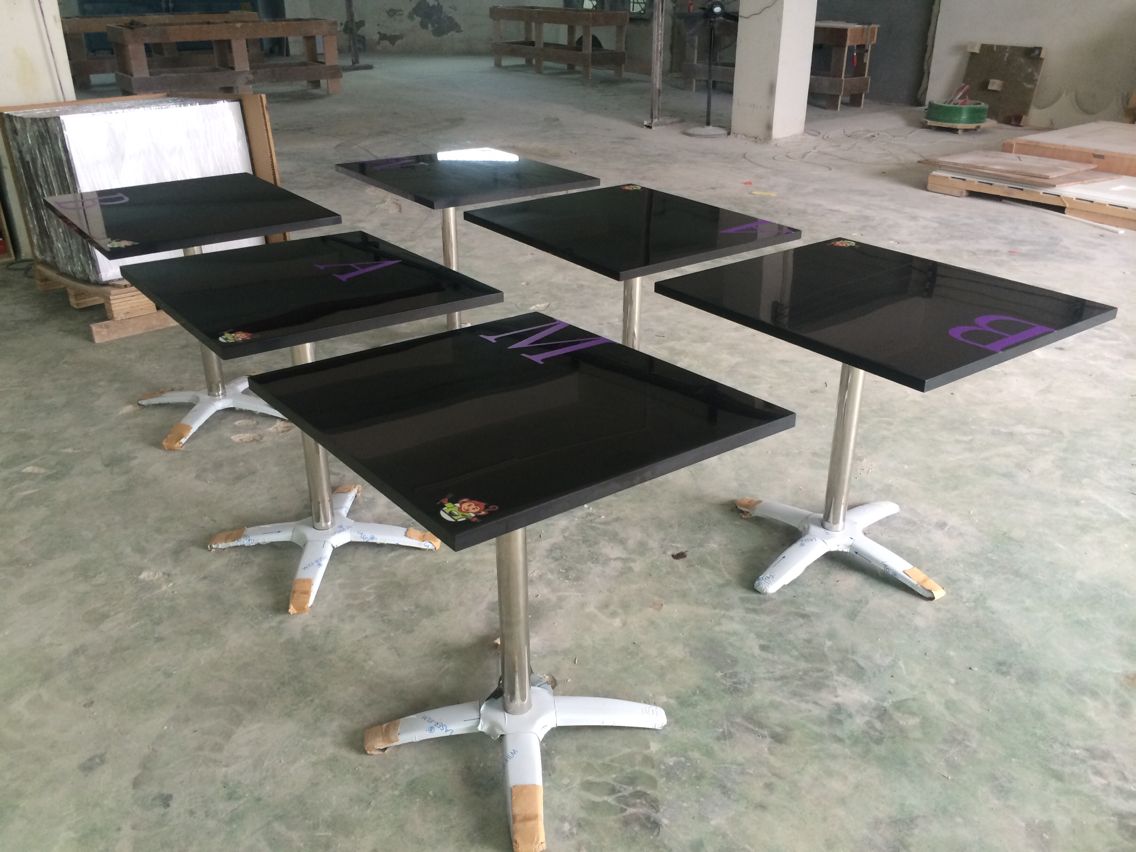 Black Table Top Custom Size Restaurant Dining Table-Onebest Furniture