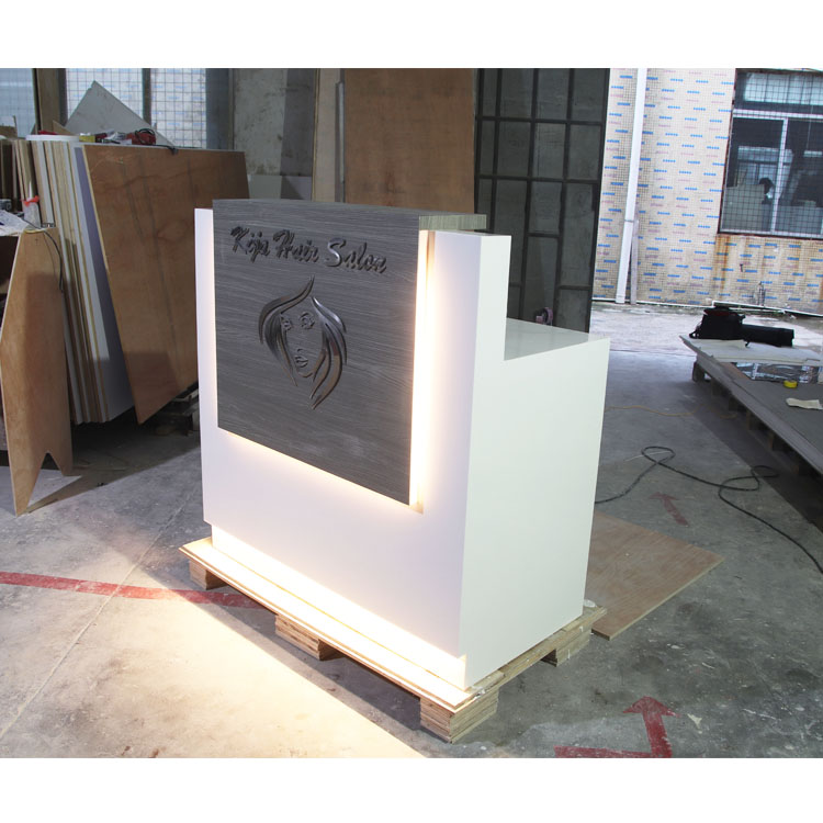 Office Reception Furniture Desk With LED LOGO and Wooden Panel-Shenzhen ...