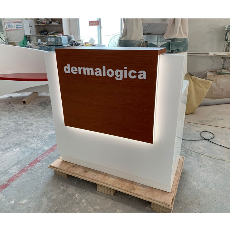 Office Reception Furniture Desk With LED LOGO and Wooden Panel-Onebest ...