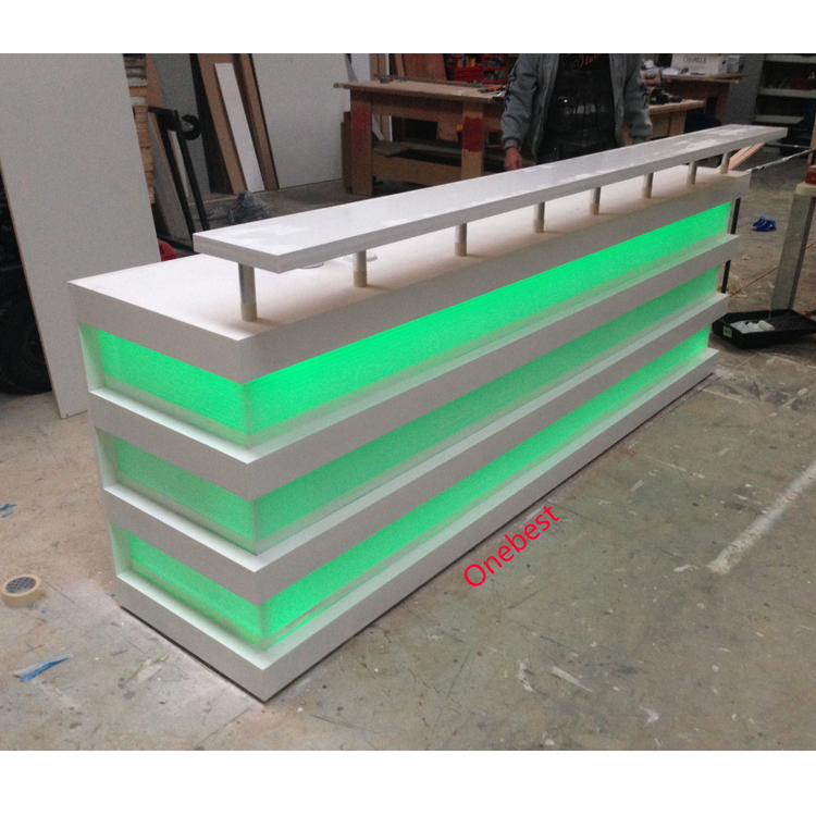 KTV Hotel Used French Style Reception Counter Pink Led Service Desk ...