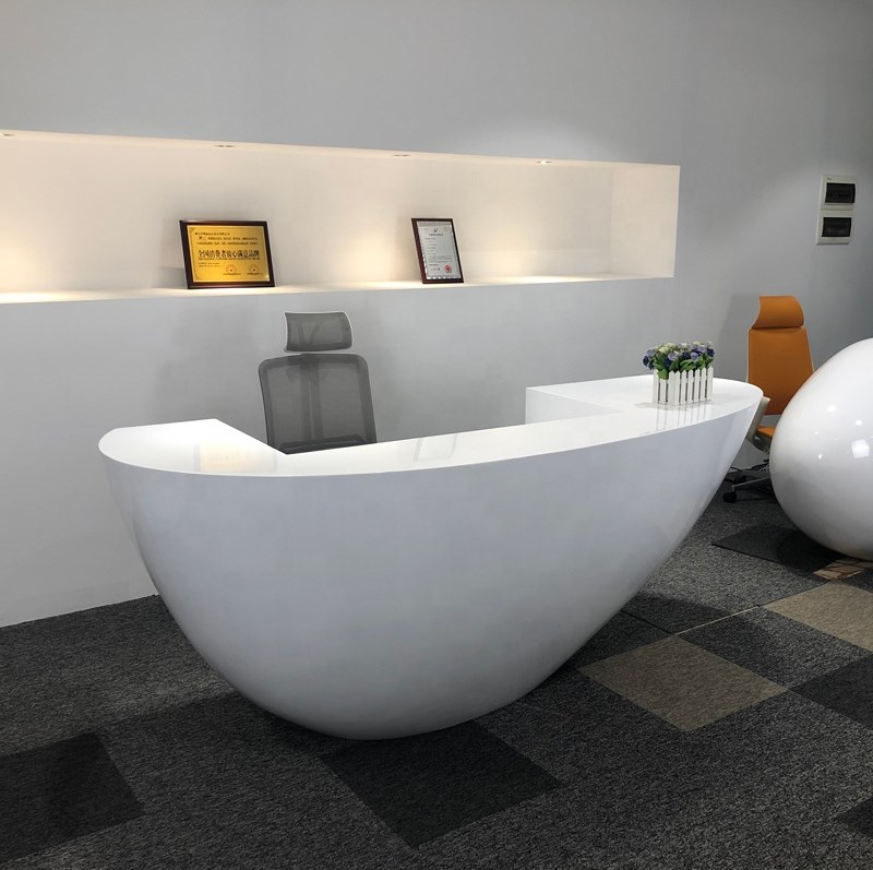 Standing Reception Desk Half Round White Table-Shenzhen Onebest ...