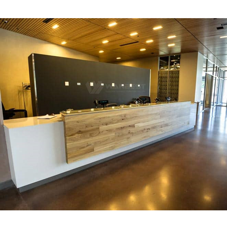 Custom White Glossy Solid Surface Front Reception Desk-Onebest Furniture