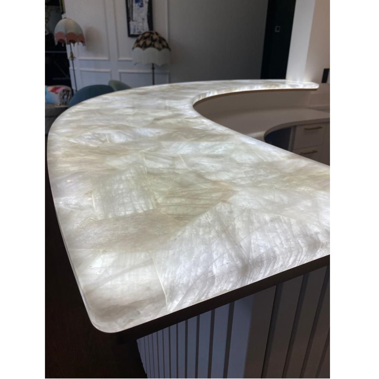 White Marble Round Reception Desk Led Counter Table-Onebest Furniture