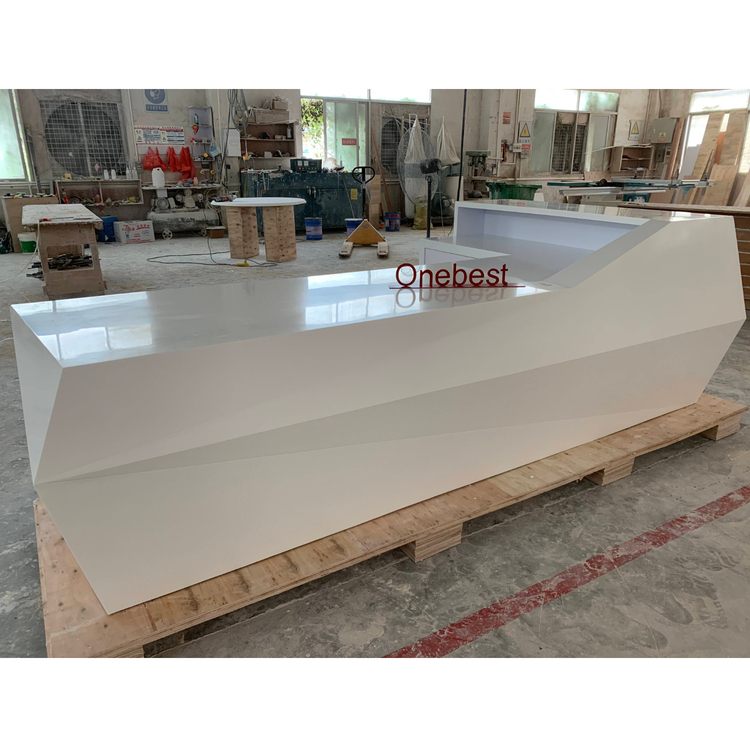 Diamond L Shape White KTV Reception Desk Counter Furniture-Onebest ...