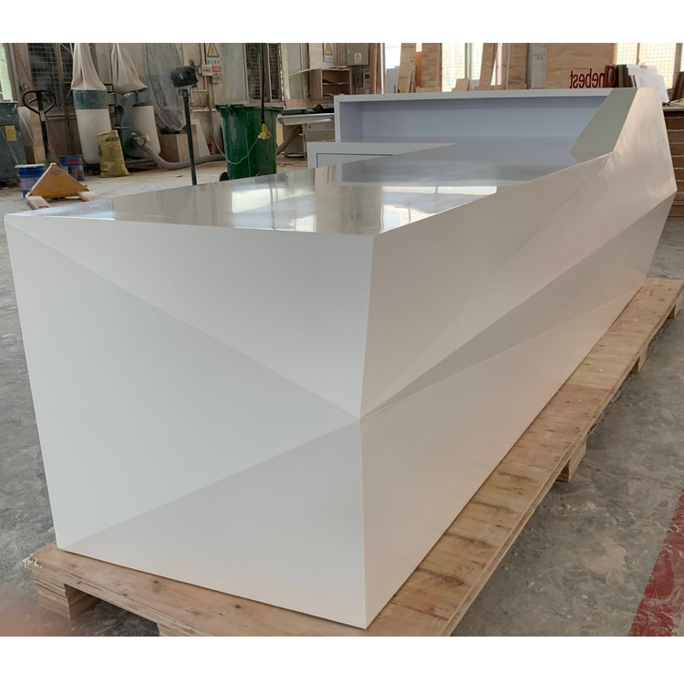 Diamond L Shape White KTV Reception Desk Counter Furniture-Onebest ...