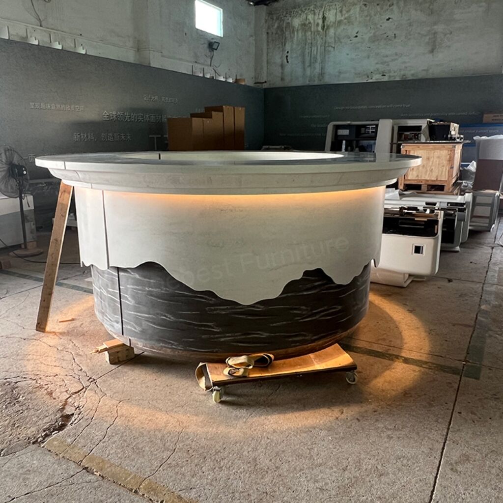 Large Size Round Shape Led Cashier Counter Modern Reception Desk ...