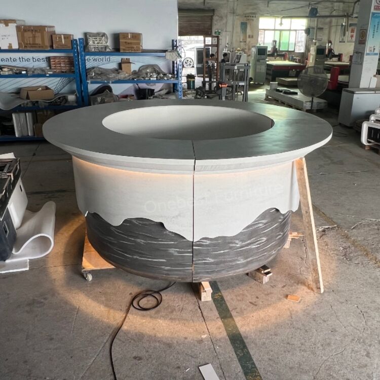Large Size Round Shape Led Cashier Counter Modern Reception Desk ...