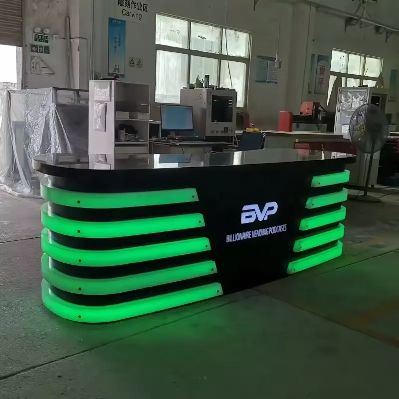 Broadcast News Tv Desk Black Corian Led Reception Desks-Onebest Furniture