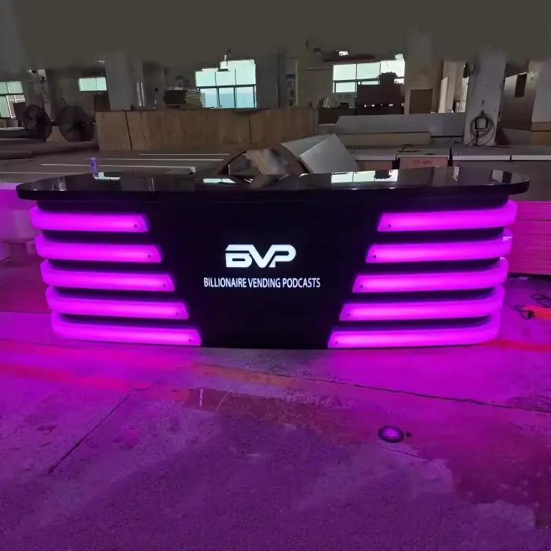 Broadcast News Tv Desk Black Corian Led Reception Desks-Onebest Furniture