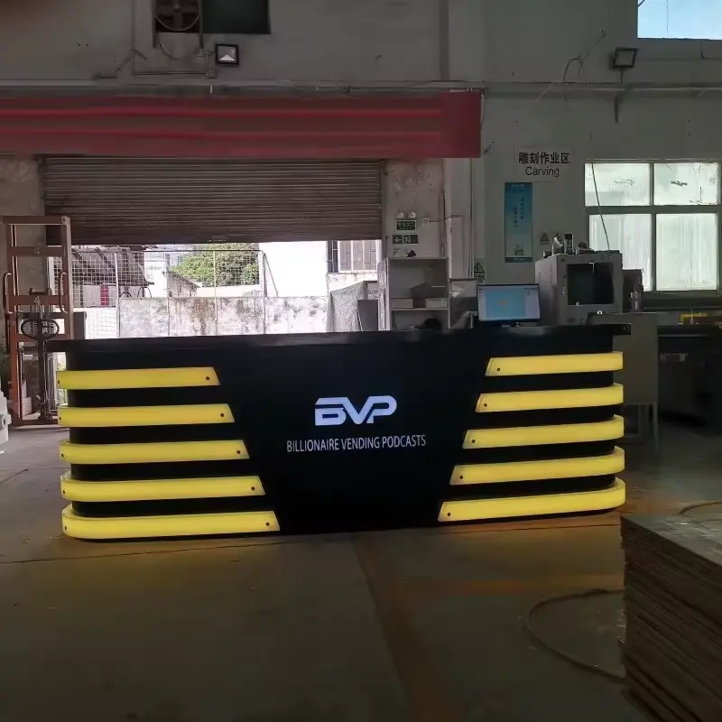 Broadcast News Tv Desk Black Corian Led Reception Desks-Onebest Furniture