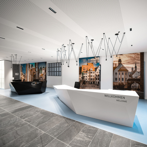 Security Center Backlit Reception Desk Translucent Stone Corian Tables ...