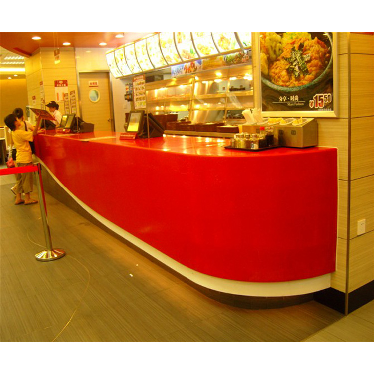 KFC Serive Reception Desk Counter Front Red Table-Onebest Furniture